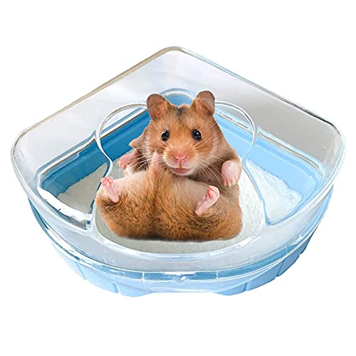 kathson Hamster Bathroom Gerbil Sand Dry Bath Plastic Container Small Animal Toilet Sandbox with Scoop and 2 Pcs Bathing Brush for Hamster Gerbil Mice
