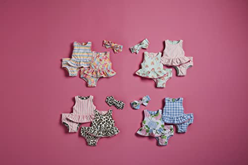 Mud Pie Girls Reversible Swimsuit & Headband Set, Hydrangea/Gingham, 2T