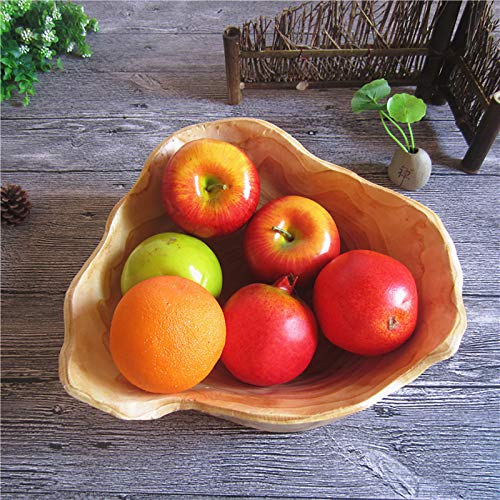 Wood bowl(12"-14"),Handmade Natural Root Carving Bowl Fruit Salad Bowl Creative Wooden Bowl
