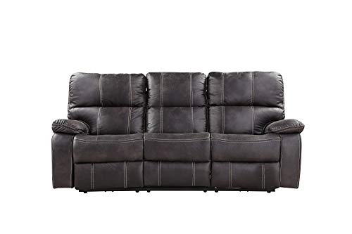 Madrona Burke Zoey Dark Graphite 84" Power Sofa with Dual Recliners, Microsuede Upholstery, and USB Charging Station