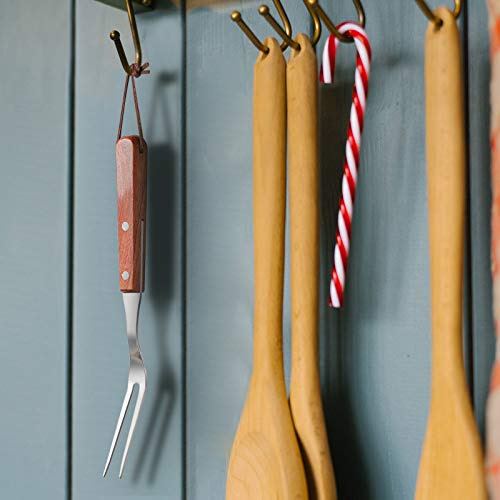 Meat Forks with Rosewood Handle and Stainless Steel Carving Fork Barbecue Fork for Christmas Kitchen Roast (2 Pieces,13 Inch, 10 Inch)