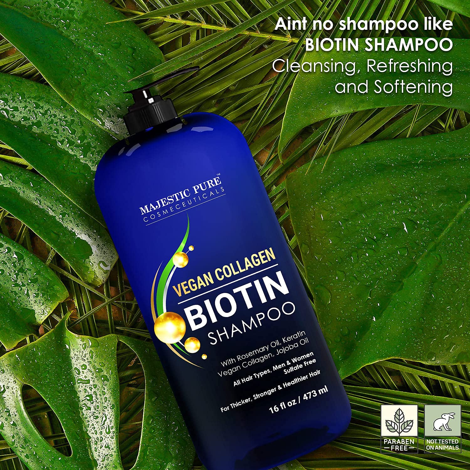 Majestic Pure Jamaican Black Castor Oil (16 oz) and Vegan Collagen Biotin Shampoo (16 oz) Bundle