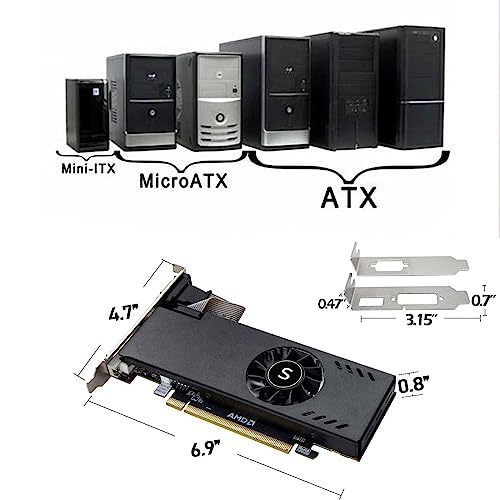 SAPLOS Radeon RX 550 Low Profile Graphics Card, 4GB GDDR5 128-bit, HDMI VGA DVI-D, Video Card for PC Gaming, Computer GPU, DirectX 12, Low Power