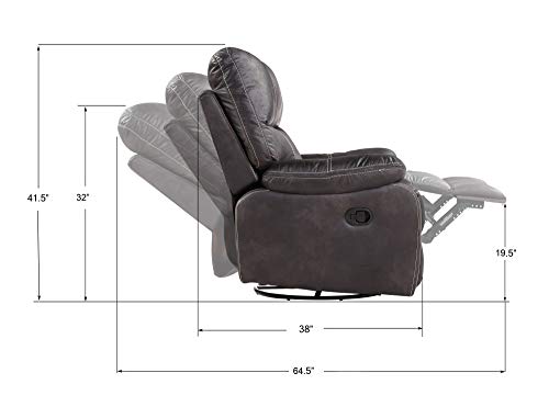 Madrona Burke Zoey Dark Graphite 84" Power Sofa with Dual Recliners, Microsuede Upholstery, and USB Charging Station