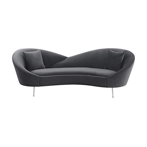 Armen Living Anabella Modern Upholstered Sofa, Gray Fabric with Silver Legs
