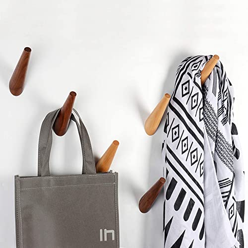 3PCS Wood Wall Hooks, Horn-Shape Oak Wood Coat Hooks Wall Mounted - Rustic Wall Coat Rack Hat Hooks Robe Hooks Entryway Wall Hangers for Hanging Towels Clothes Bedroom (Wood Beech)