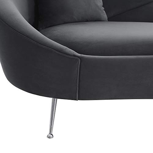 Armen Living Anabella Modern Upholstered Sofa, Gray Fabric with Silver Legs