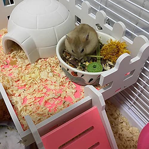 Hamster Food Bowl,Small Animals Ceramic Food Water Bowl Prevent Tipping Moving for Guinea Pig Rabbit Gerbil Chinchilla Hedgehog Rat (2 Pack) (- Color: Purple + Blue)