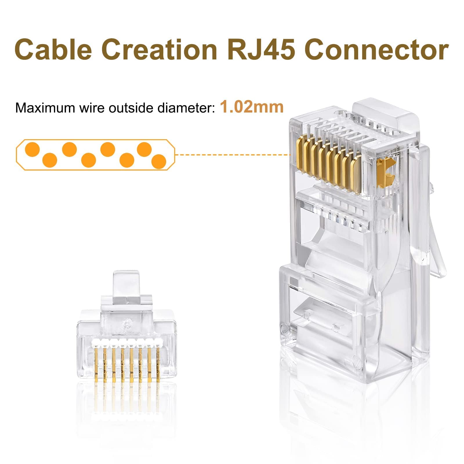 SHUXAG® RJ45 connectors, CAT6/CAT5e Connectors, 50 Sets of Ethernet CAT5e Cable Connectors, RJ45 Modular Plugs with 50 Sets of Strain Relief Boots, UTP Network Plug for Solid or Standard Cable