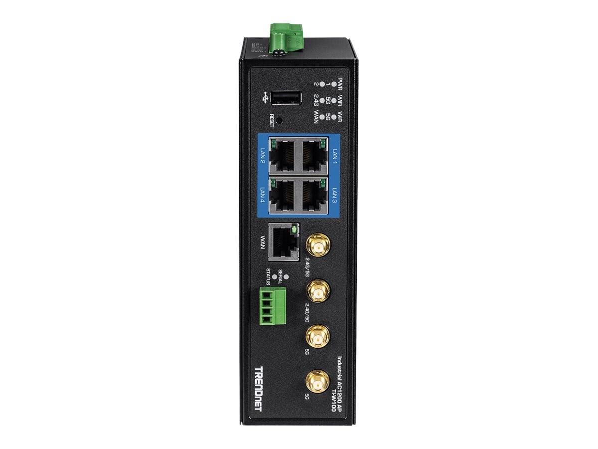 TRENDnet Industrial AC1200 Wireless Dual Band Gigabit Router, Black, TI-W100