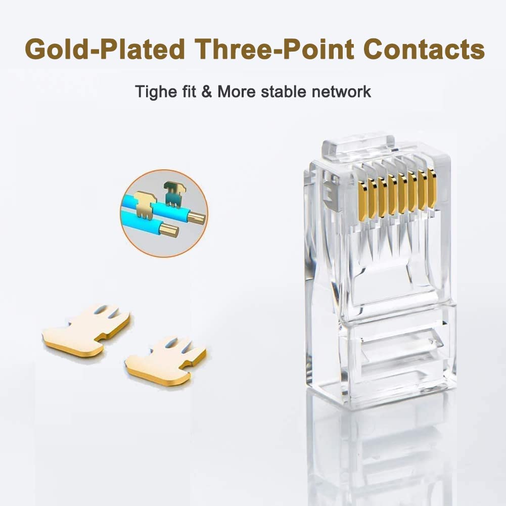 SHUXAG® RJ45 connectors, CAT6/CAT5e Connectors, 50 Sets of Ethernet CAT5e Cable Connectors, RJ45 Modular Plugs with 50 Sets of Strain Relief Boots, UTP Network Plug for Solid or Standard Cable