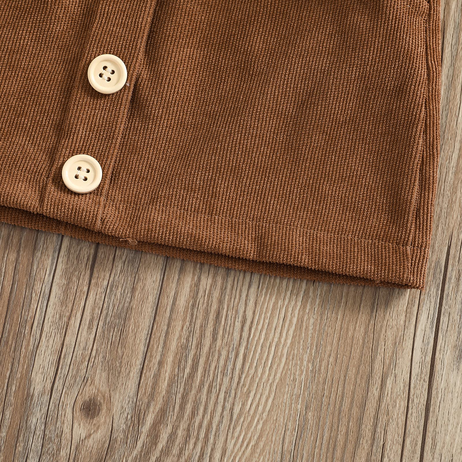 Mubineo Toddler Baby Girl Basic Plain Corduroy Button Skirt Casual Mini Skirts with Belt (Brown, 4T)