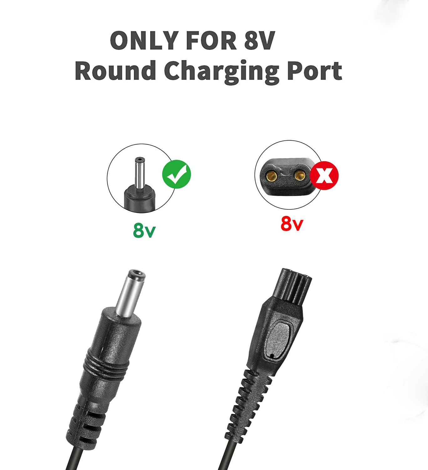 Replacement Charger for Philips Norelco HQ840 Multigroom Series 3000 MG3750 MG3750/50 MG3750/10 MG3750/60 MG3760 MG3760/50 Power Supply Charging Cord 8V