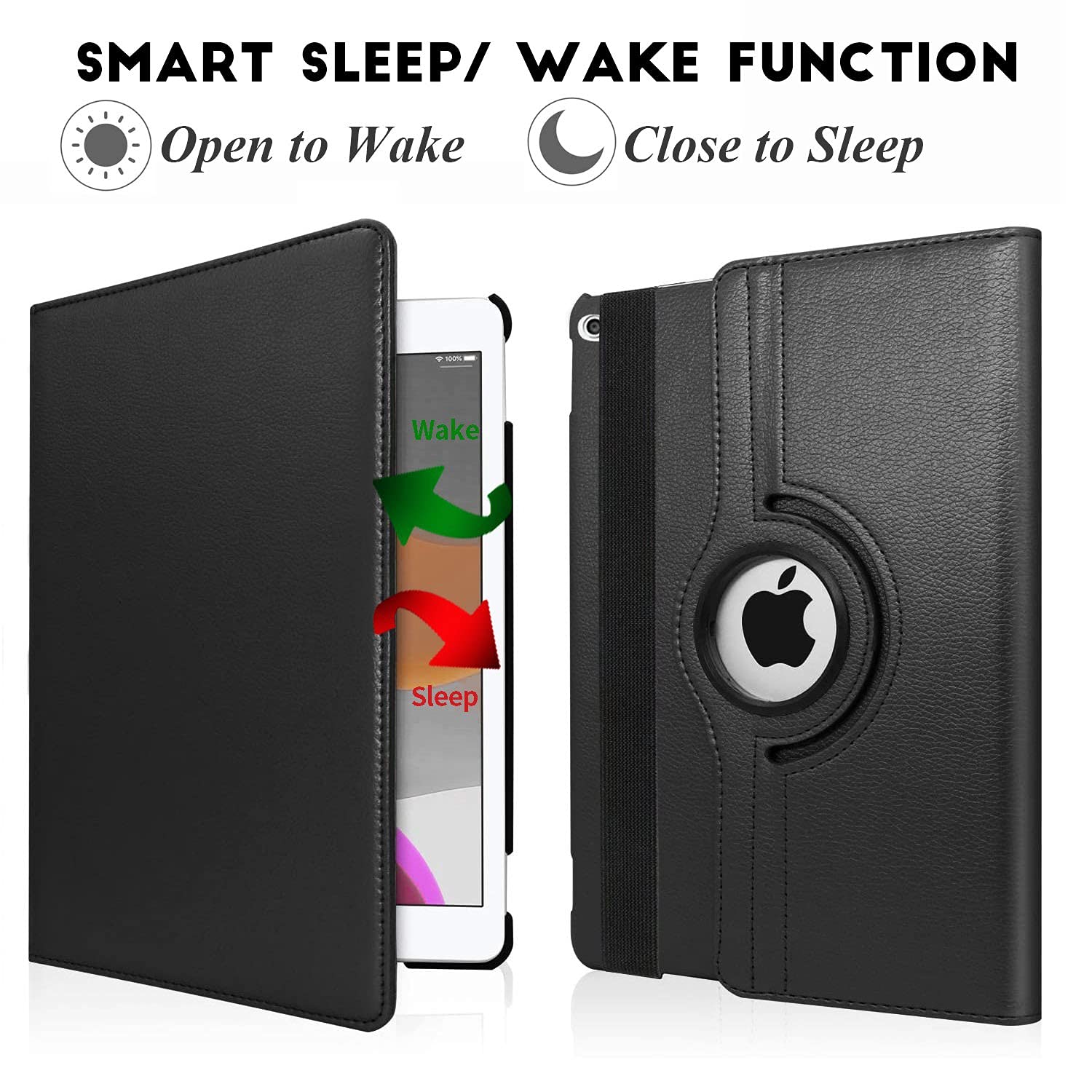 Rouceyxin Case for iPad 9th Generation Case, iPad 8th/7th Generation Case, 10.2 iPad Case for Women Girls Multi-Angle View Adjustable Stand Auto Wake/Sleep (Black)