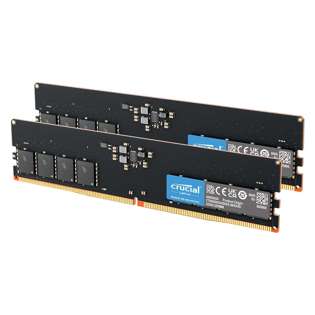 Crucial RAM 64GB Kit (2x32GB) DDR5 4800MHz CL40 Desktop Memory CT2K32G48C40U5