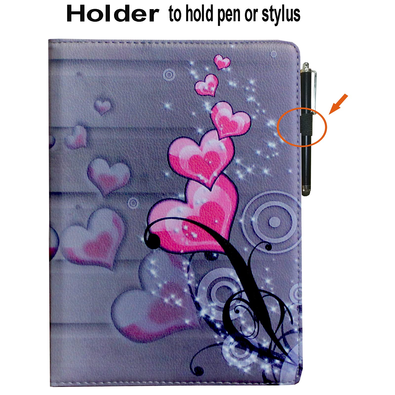 JYtrend Case for iPad 10.2 inch, for iPad 9th 8th 7th Generation, Rotating Stand Smart Magnetic Auto Wake Up/Sleep Cover for A2602 A2603 A2604 A2605 MK2L3LL/A MK2P3LL/A MK673LL/A (Heart Flower)