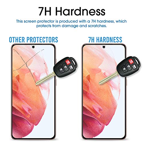 amFilm Screen Protector for Samsung Galaxy S21 5G 6.2 inch (2021), Fingerprint ID Compatible, HD Clear, Scratch Resistant Hybrid, with Easy Installation Tray, Polyethylene Terephthalate, 2 Pack