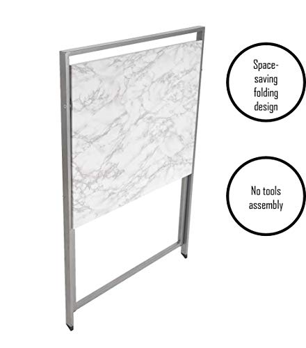 Urban Shop Compact Folding Desk, White Marble