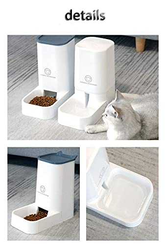 Automatic pet Feeder and Water Dispenser Set Cat and Dog Big Capacity Pet Bowl for Cats & Small,Medium, Large Dogs 1 Gallon Feeder and 3.7L Waterer (Waterer+Feeder White)