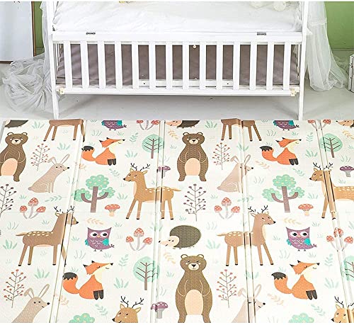 Play Mat Playmat Baby Mat Folding Crawling Large Foam Mat Portable Playmat for Babies (Fox)