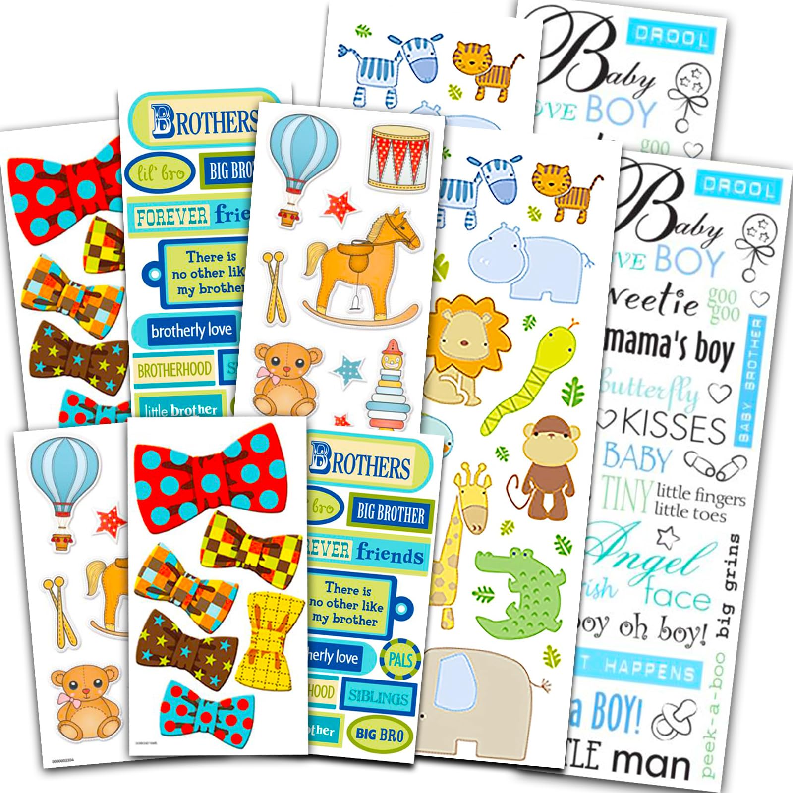 Newborn Baby Boy Stickers Set ~ Bundle with 14 Baby Boy Sticker Sheets for Gender Reveal Parties, Baby Showers, Envelopes, Scrapbooking, Party Favors