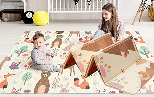 Play Mat Playmat Baby Mat Folding Crawling Large Foam Mat Portable Playmat for Babies (Fox)