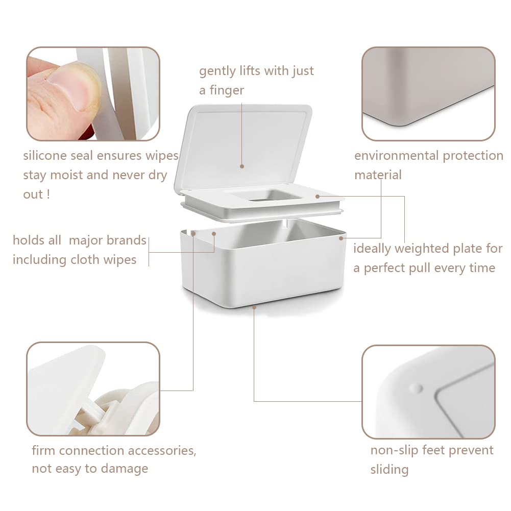 Diaper Wipes Dispenser Baby Wipes Case,Abnaok Baby Wipe Holder Keeps Wipes Fresh,Non-Slip, Easy Open & Close Wipe Container