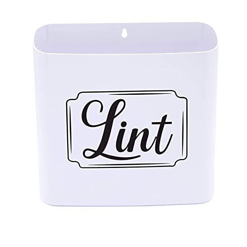 Juvale Magnetic Lint Bin for Laundry Room, Lint Holder, Hanging, Wall Mounted Trash Can Bin, Small Waste Basket, Laundry Decor and Accessories (White, 9.25x9.25x2.75 in)