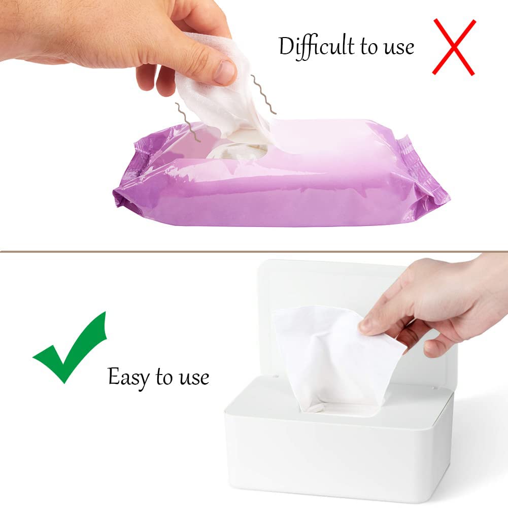 Diaper Wipes Dispenser Baby Wipes Case,Abnaok Baby Wipe Holder Keeps Wipes Fresh,Non-Slip, Easy Open & Close Wipe Container