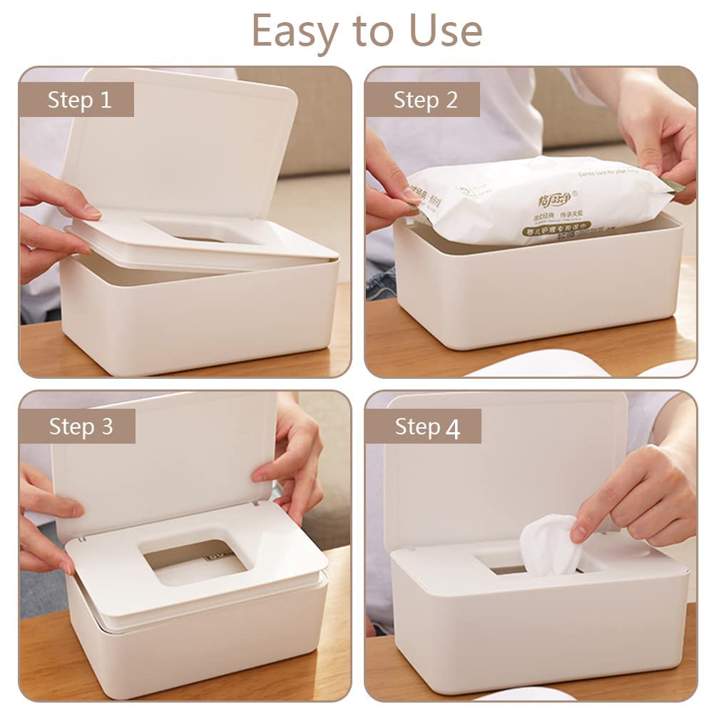Diaper Wipes Dispenser Baby Wipes Case,Abnaok Baby Wipe Holder Keeps Wipes Fresh,Non-Slip, Easy Open & Close Wipe Container