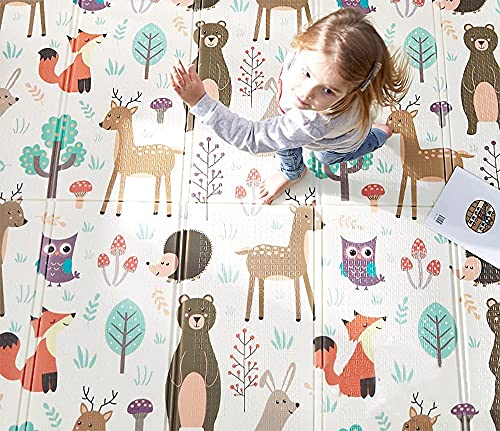 Play Mat Playmat Baby Mat Folding Crawling Large Foam Mat Portable Playmat for Babies (Fox)