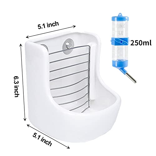 kathson Rabbit Hay Feeders Ceramic Food Bowl Rack Bunny Water Bottles Dispenser Small Animal Chew Twist for Rabbit Guinea Pig Chinchillas Hamsters