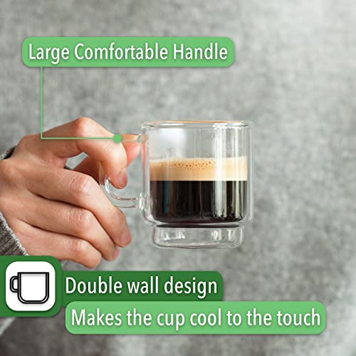 BTaT- Small Stackable Espresso Cups, Demitasse Cups, Set of 6 (2.0 oz, 60 ml), Glass Coffee Mugs, Double Wall Glass Cups, Clear Coffee Cup, Tea Glass, Espresso Glass, Mother's Day Gift