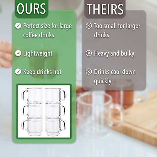 BTaT- Small Stackable Espresso Cups, Demitasse Cups, Set of 6 (2.0 oz, 60 ml), Glass Coffee Mugs, Double Wall Glass Cups, Clear Coffee Cup, Tea Glass, Espresso Glass, Mother's Day Gift