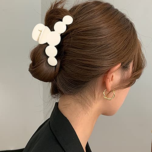 6Pcs Big Hair Claw Clips Nonslip Large Clip for Women Thin Cute Jaw Claws Barrettes Ponytail Holder Accessories,White