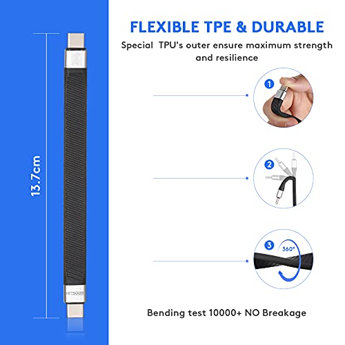 KETSOOBI Short USB 4 Cable, [5inch] Thunderbolt 4 with 40Gbps Data Transfer 100W PD Fast Charging 8K@60Hz, Compatible for iPhone 16 Pro Max, External SSD, Docking, eGPU Laptop