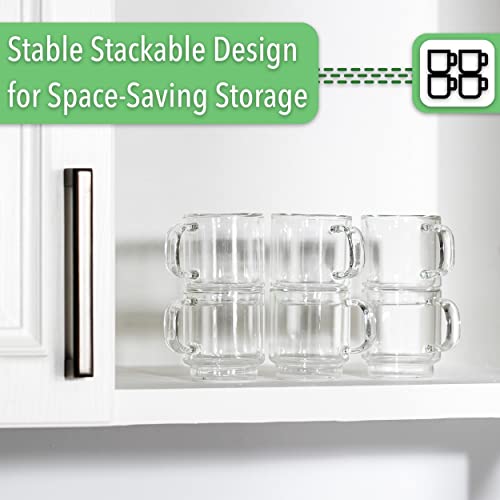 BTaT- Small Stackable Espresso Cups, Demitasse Cups, Set of 6 (2.0 oz, 60 ml), Glass Coffee Mugs, Double Wall Glass Cups, Clear Coffee Cup, Tea Glass, Espresso Glass, Mother's Day Gift