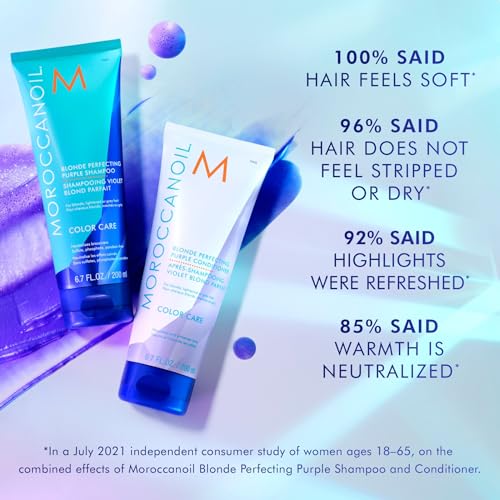 Moroccanoil Blonde Perfecting Purple Shampoo And Conditioner Bundle, 6.7 Fl. Oz. Set
