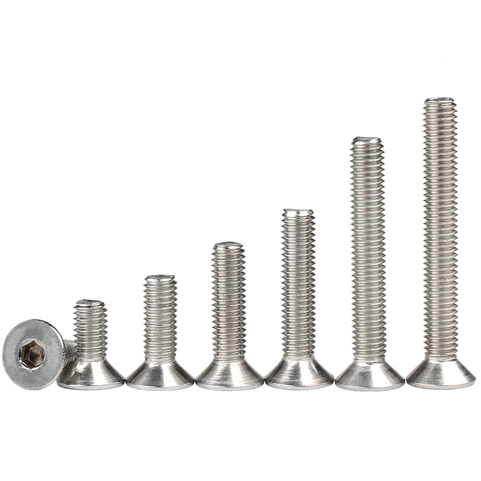 M4-0.7 x 70mm Flat Head Socket Cap Screws Bolts, Stainless Steel 18-8 (304), Bright Finish, Allen Socket Drive,Machine Screws Inner Hex Screw Fasteners Bolts 25 Pcs