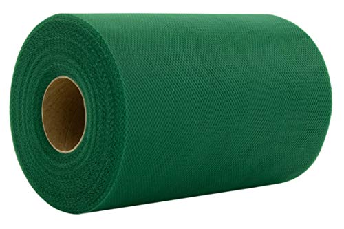 Tulle Fabric Roll | 6” by 100 Yards | Polyester Spool for Crafts Decorations Tutu Weddings Costumes Skirts Parties and More – by Craft Forge (Hunter Green)