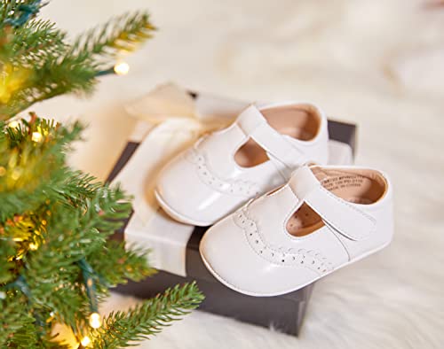 THEE BRON Unisex Baby Moccasins Leather Shoes Soft Sole Toddler Walker Sneakers(18-24 Months Infant, 8722White)