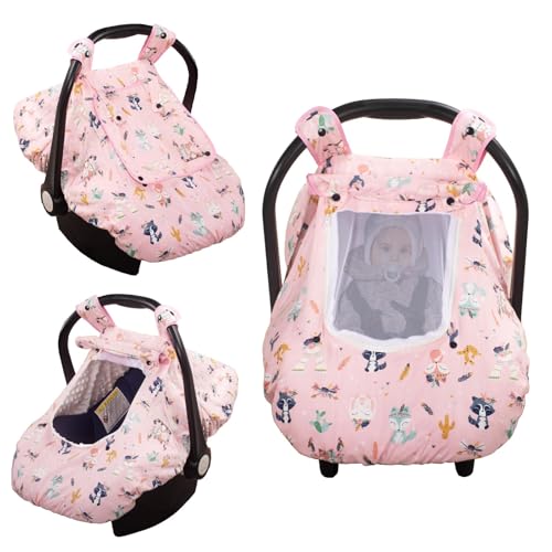 Car Seat Cover Baby, Minky Baby Car Seat Cover, 3 in 1 Carseat Sover for Winter, Winter Carseat Cover for Baby with Storage Bagā¦