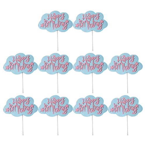 Amosfun Blue Paper Cake Toppers Cloud Design Cake Picks Birthday Cupcake Decoration Party Dessert Fruit Insert Favor for Party Cake Decortion