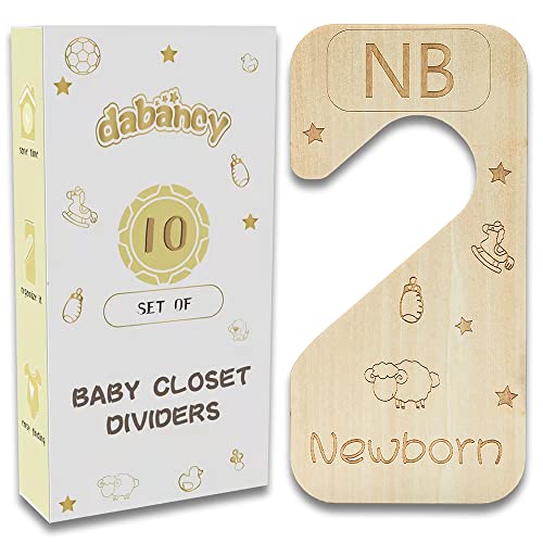 Dabancy Baby Closet Dividers - Set of 10 from Newborn to Toddler and 2 Blanks with Colored Box,Wooden Nursery Closet Dividers for Baby Clothes- [Wood]