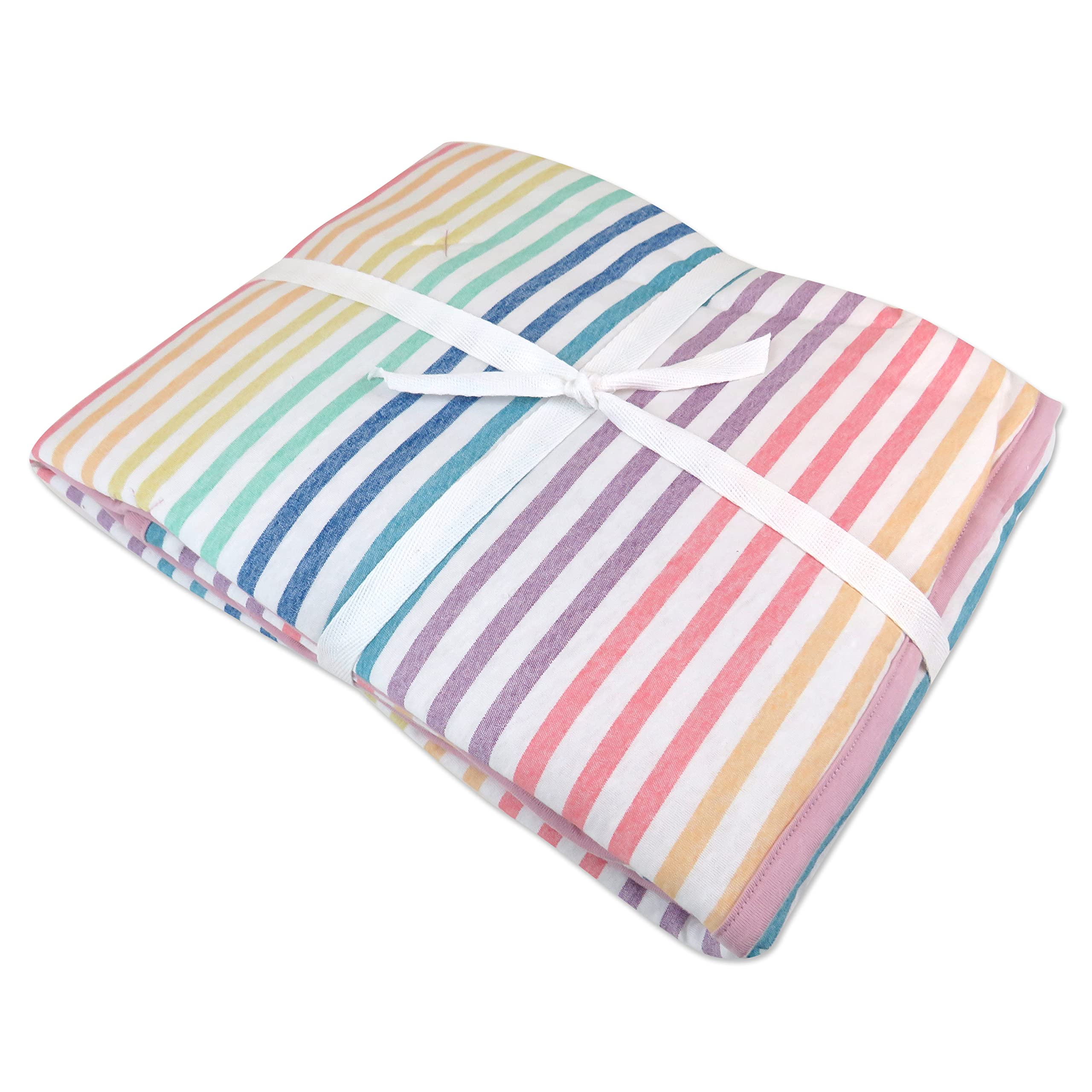 HonestBaby Clothing Infant Organic Cotton Reversible Baby Blanket, Rainbow Stripe, One Size