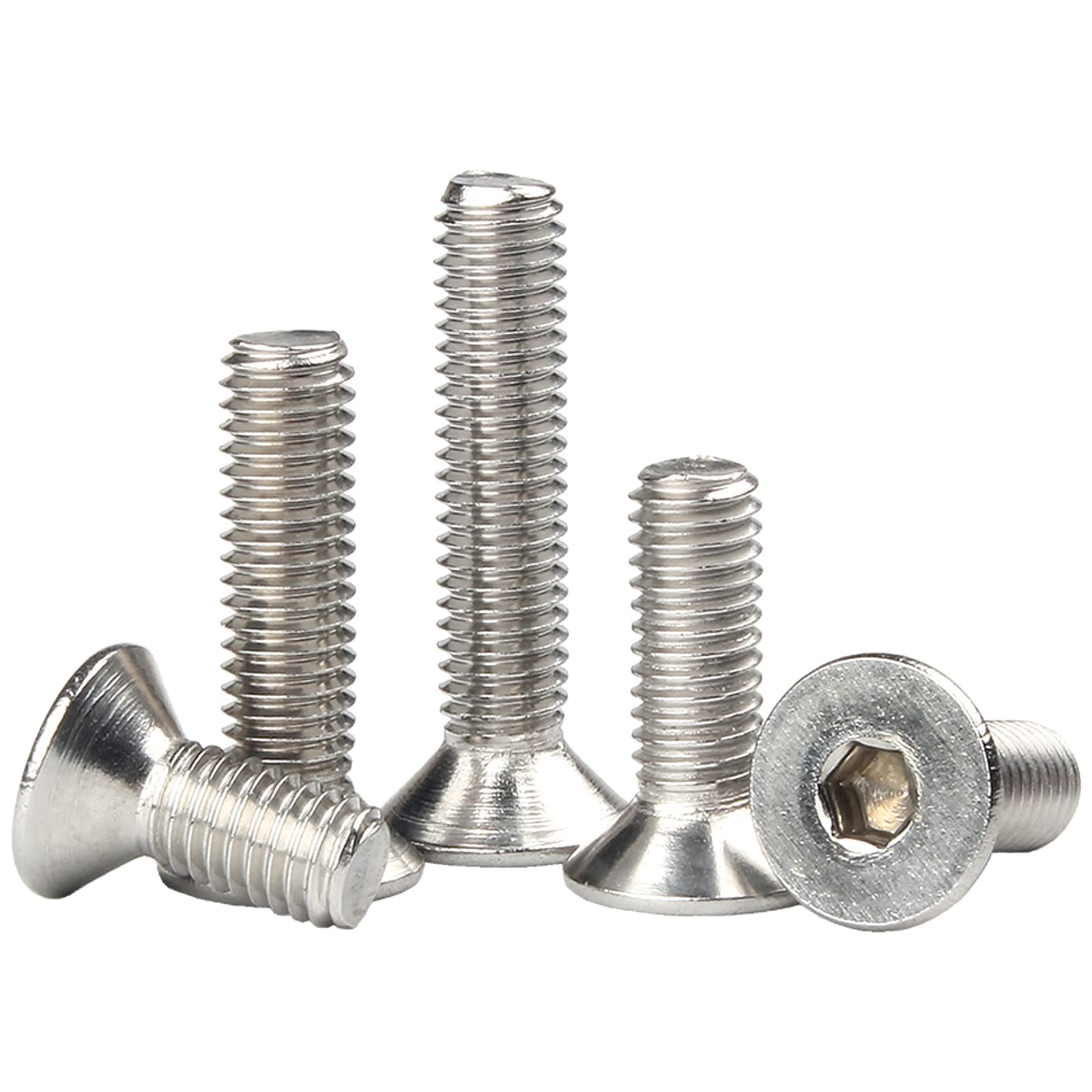 M3-0.5 x 5mm Flat Head Socket Cap Screws Bolts, Stainless Steel 18-8 (304), Bright Finish, Allen Socket Drive,Machine Screws Inner Hex Screw Fasteners Bolts 100 Pcs