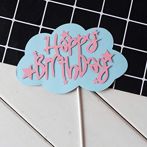 Amosfun Blue Paper Cake Toppers Cloud Design Cake Picks Birthday Cupcake Decoration Party Dessert Fruit Insert Favor for Party Cake Decortion