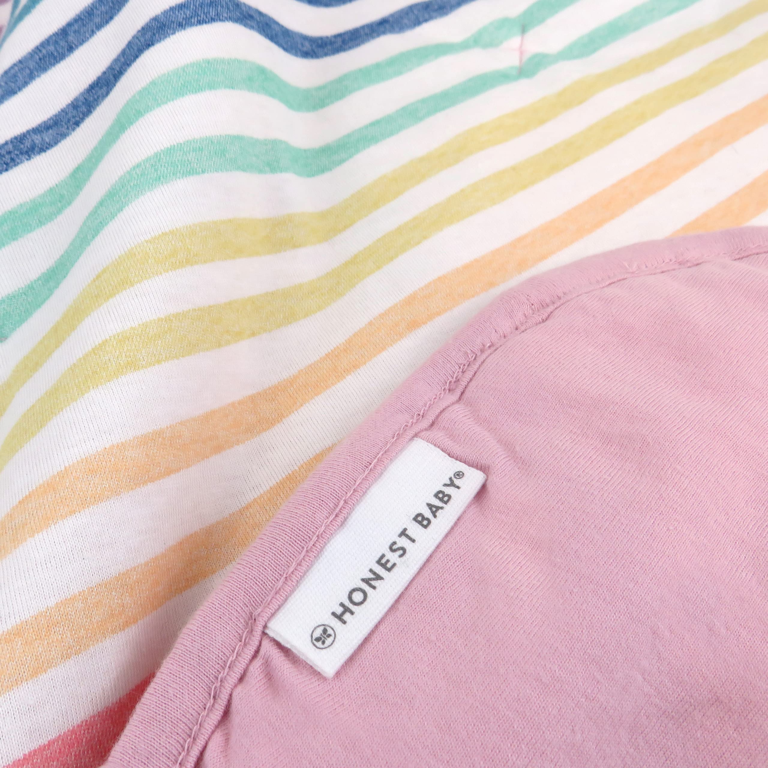 HonestBaby Clothing Infant Organic Cotton Reversible Baby Blanket, Rainbow Stripe, One Size