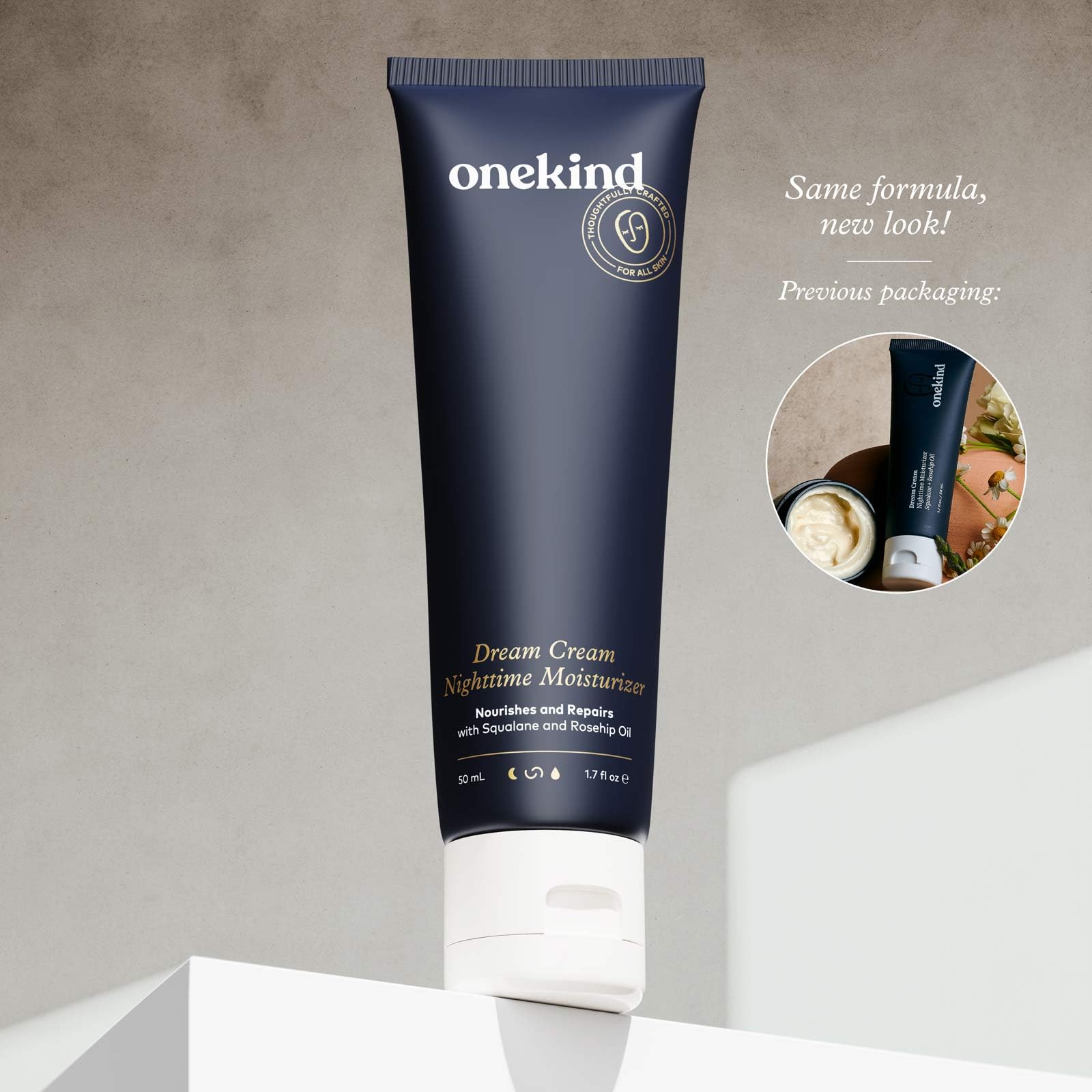 Onekind Dream Cream Nighttime Moisturizer | Multi-Corrective Anti-Aging Moisturizer with Squalane for the Face, Smooths Skin, Reduces Fine Lines, Forehead Wrinkles, Reduces Redness | For Men & Women