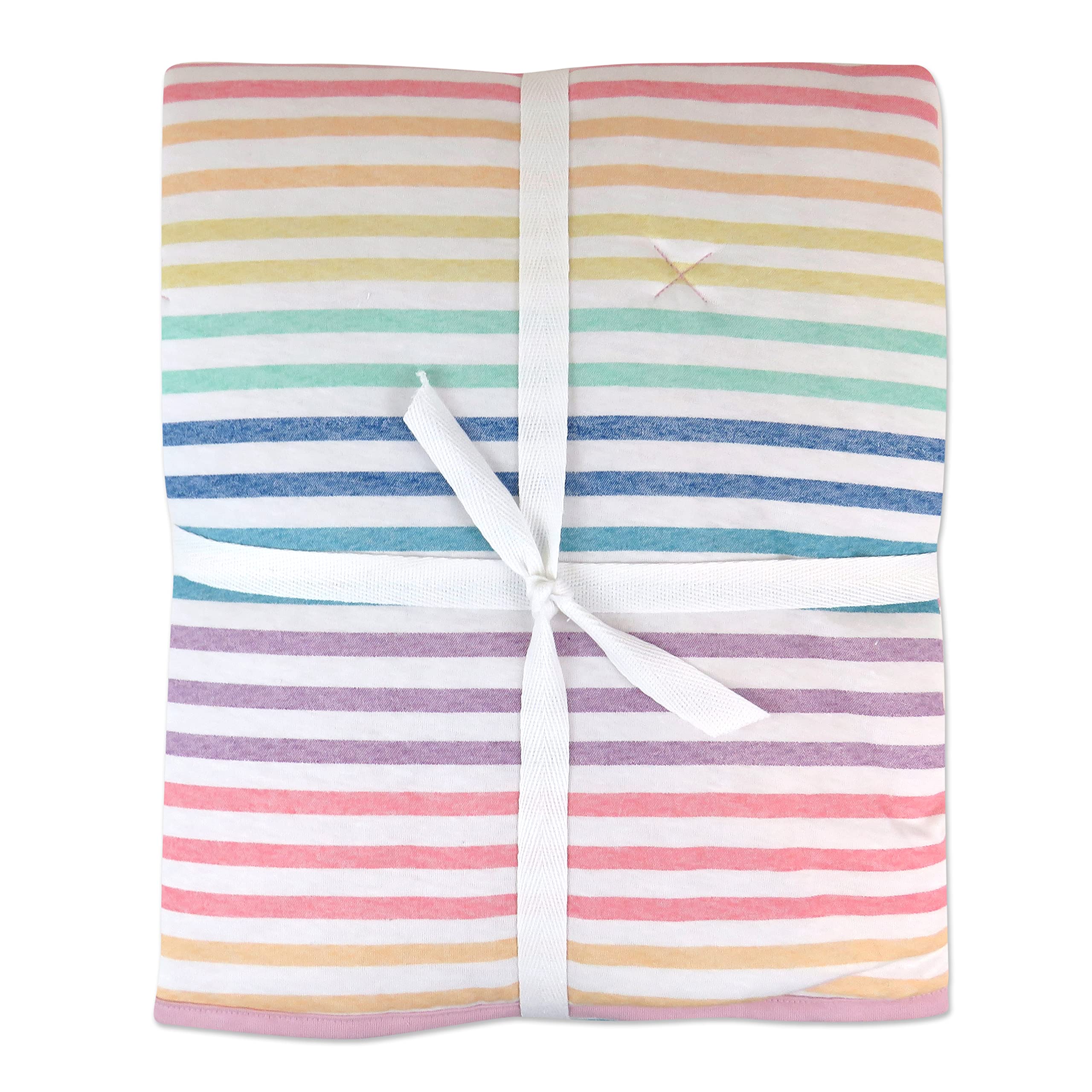 HonestBaby Clothing Infant Organic Cotton Reversible Baby Blanket, Rainbow Stripe, One Size